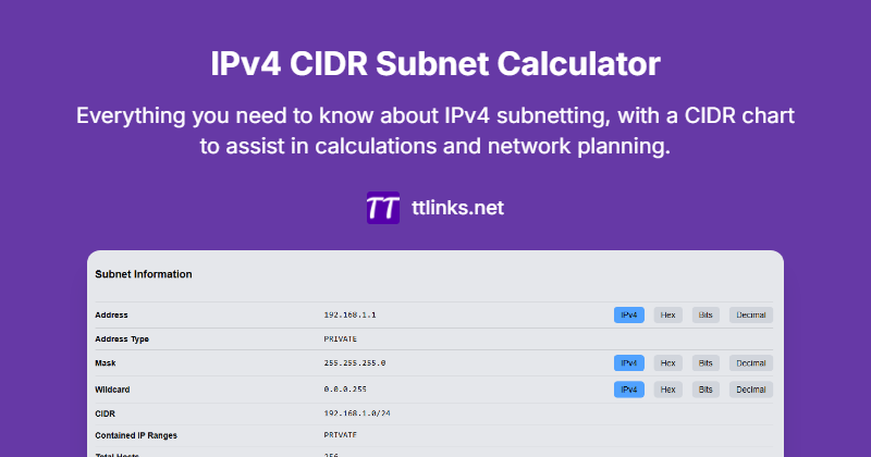 IPv4/CIDR Subnet Calculator & Subnetting Tool